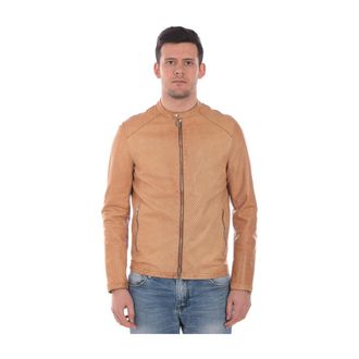 Daniele Alessandrini Homme, Vestes, Beige, Taille: XL Veste en Cuir de Luxe Sparta