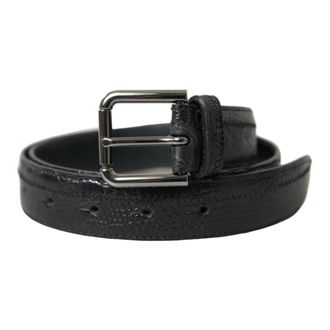 Dolce & Gabbana Homme, Accessoires, Noir, Taille: 80 CM Élégante ceinture en cuir noir avec boucle en métal