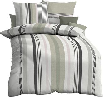 Kaeppel Biber Bettwäsche Origin Oliv 1 Bettbezug 135 x 200 cm + 1 Kissenbezug 80 x 80 cm