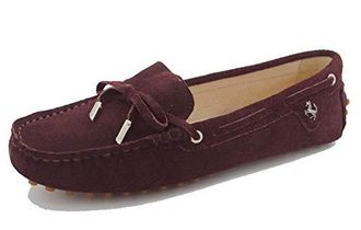 Minitoo Chaussures de Conduite D&eacute;contract&eacute;es pour Femme avec Noeud en Daim Loafers Mocassins Chaussures de Bateau Cafe EU 40