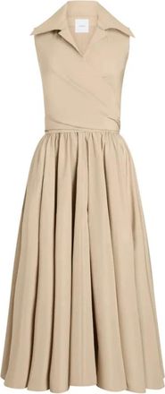 Patou Femme, Robes, Beige, Taille: 40 FR Robe Midi Trap&egrave;ze en Faille Drap&eacute;e