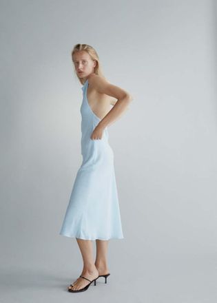 Mango Robe emmanchures am&eacute;ricaines drap&eacute;e bleu ciel - Femme - XS - MANGO