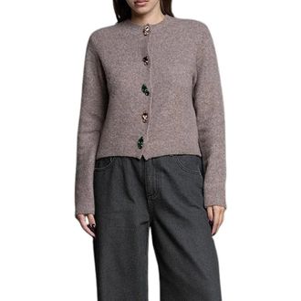 Kaos Rundhals-Cardigan - - Knitwear - Damen - Beige - L
