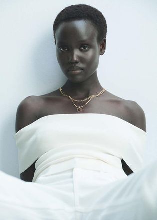 Mango Collier &agrave; double pendentif or - Femme - Taille unique - MANGO