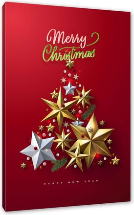 Pixxprint Weihnachts Collection - Schriftzug Sterne als, Gr&ouml;&szlig;e: 100x70cm, Leinwandbild, fertig gespannt, Wandbild, Dekoration, Kunstdruck, kein Poster