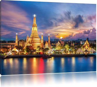 Pixxprint Tempel Bangkok Thailand, Größe: 120x80cm, Leinwandbild, fertig gespannt, Wandbild, Dekoration, Kunstdruck, kein Poster
