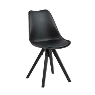 AC Design Furniture Nadia Esszimmerstühle 2er Set, Schwarzes Küchenstühle, Kunstledersitz und Holzbeine, Schwarz/Schwarz, Esszimmermöbel im Skandinavischer Stil, B: 48,5 