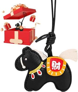 Generic Pendentif pour sac &agrave; dos | Avec carte de voeux, porte-cl&eacute;s chinois pour lann&eacute;e du cheval | pour sac &agrave; dos, cartable, &eacute;tui de t&eacute;l&eacute;phone, petite amie, f