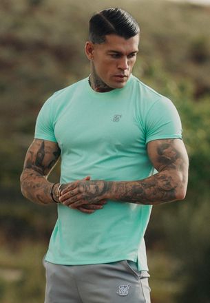 Siksilk Herren Teal Muscle Fit T-Shirt XXL