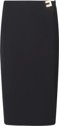 Elisabetta Franchi Femme, Jupes, Noir, Taille: 38 FR Logo-embellishment Side-slit Midi Skirt