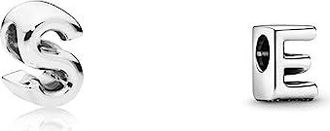 Pandora Charm 797473 mujer plata letra S & Charm 797459 mujer plata letra E