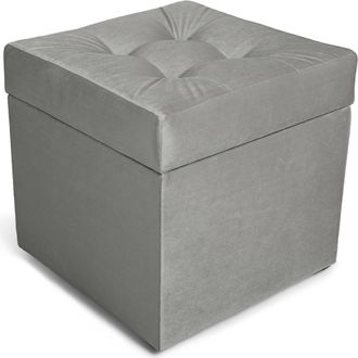 MG Design Polsterhocker 45 x 45 cm Grau mit Stauraum (ca. 50 L), belastbar bis 300 kg, sofort einsatzbereit & pflegeleicht - f&uuml;r Wohnzimmer, Schlafzimmer & Flur