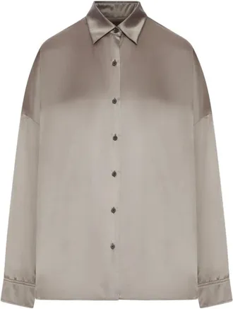 Dries Van Noten Femme, Blouses et Chemises, Gris, Taille: 36 FR Casia Silk Shirt