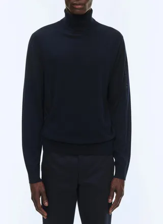 Fursac Pull col roul&eacute; bleu marine en laine m&eacute;rinos - Taille XXL - Homme