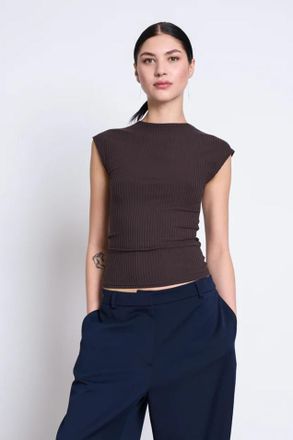 JAN 'N JUNE Damen vegan T-Shirt Rippshirt Apis Schlamm