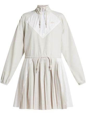 Lacoste robe courte à patch logo - Gris