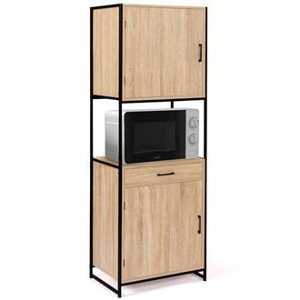 IDMarket Buffet de Cuisine 60 CM Detroit Meuble 2 Portes Design Industriel + tiroir