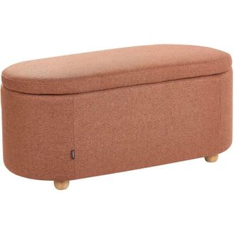 Beliani Sitzbank mit Stauraum HAYWARD Stoff 98 cm 44 cm Goldbraun