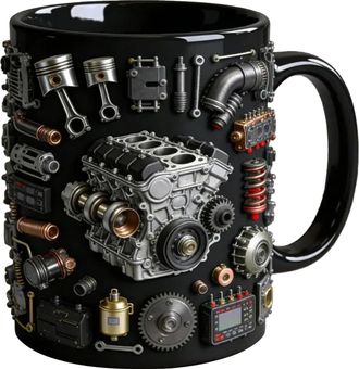 Generico Keramik-Kaffeetassen | mechanische Tasse - Keramik-Kaffeetasse mit rutschfestem Griff | f&uuml;r M&auml;nner, Autoliebhaber, Geburtstagsgeschenk zu Weihnachten 