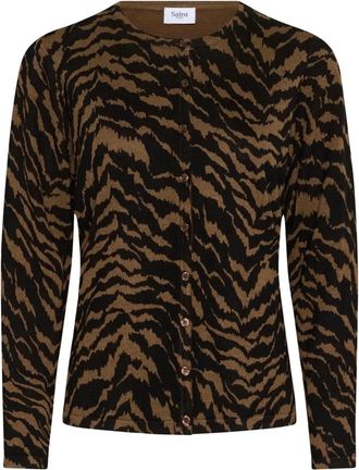 Saint Tropez ZhilaSZ R-neck Cardigan - - Knitwear - Damen - Braun - XS