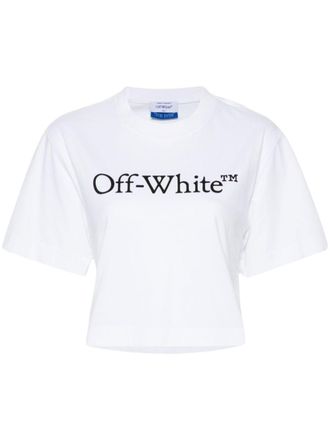 Off-white Cropped-T-Shirt mit Logo-Print - Wei&szlig;