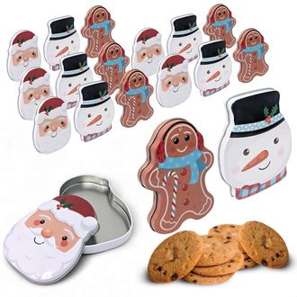 Com-Four 18x Keksdose - Blechdose für Weihnachtskekse - weihnachtliche Vorratsdose mit Deckel - Aufbewahrungsbox für Cookies, Süßigkeiten und Geschenke [Auswah