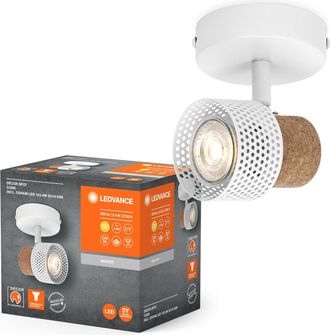 Ledvance DECOR SPOT CORK, 1 x 3,4W, 230lm, weiß, Spotleuchte, verstellbare Köpfe, vielseitig anwendbar, Innenraumspot, austauschbare LED-Lampen, dimmbar, warmw