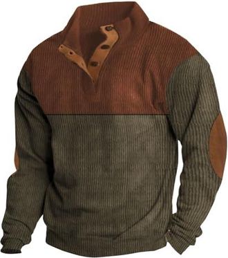 Generic Sweat-shirt moelleux pour homme, manteau en peluche, grande taille, printemps et automne, décontracté, col montant, pull de sport lourd en velours côt