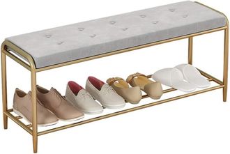 Generic Schuhbank Im Nordischen Stil for Eingangsbereich, Flur, Schlafzimmer Mit Eisenrahmen (4060/80 X 20 X 45 cm, Grau)(Grey,60 * 20 * 45cm)