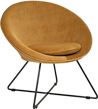 Atmosphera Atmosphera - Fauteuil Evan en Velours Jaune Ocre