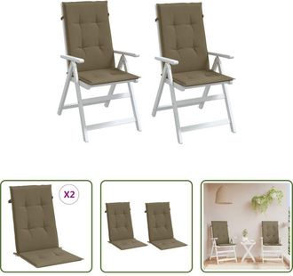 vidaXL Gartenstuhl - Hochlehner-Auflagen 2 Stk. Melange Taupe 120x50x4 cm Stoff