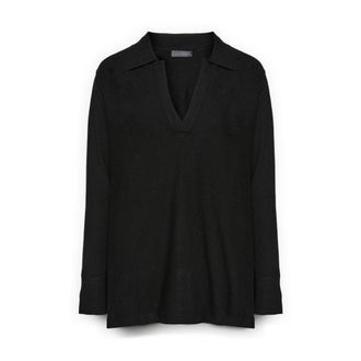 Elena Miro Viskose-Pullover mit Kragen - - Knitwear - Damen - Schwarzk - 2XL