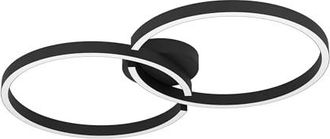 Eglo LED Deckenleuchte Amandolo, dimmbare Deckenlampe mit Fernbedienung, geometrische Deckenbeleuchtung mit Kreisen aus Metall in Schwarz, warmweiß-kaltwei
