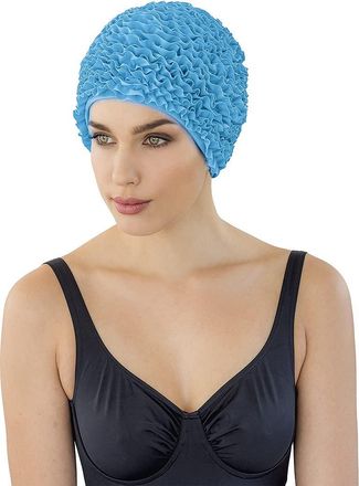 Fashy Damen Badehaube Rüschen, türkis, Einheitsgröße