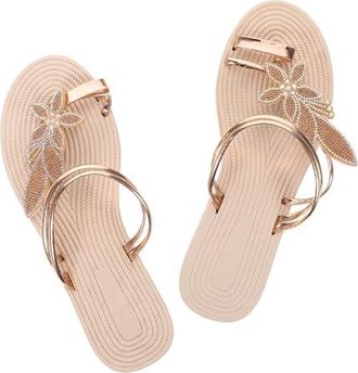 Frcolor Sandales Plates Plage Femmes Style Boho Anneau Orteil Semelle Antidérapante Confort été Mode pour Marche et Voyage