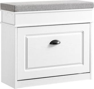 SoBuy Meuble Chaussure Banc dEntrée - Banc à Chaussures avec Rangement à Abattant et Coussin Rangement Chaussures pour Couloir, Salon 61x24x54cm, Capacité 1