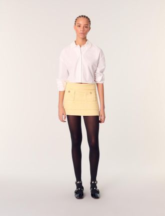 Maje Mini-jupe En Tweed - Jaune - Taille 36 - Maje