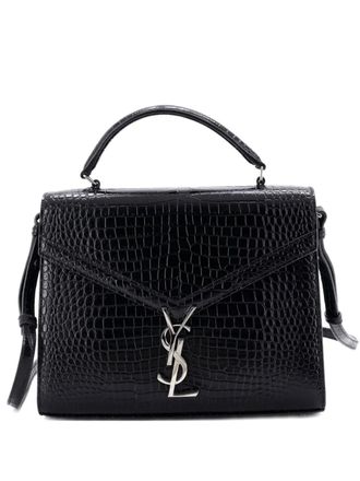Saint Laurent sac &agrave; main Cassandra m&eacute;dium &agrave; effet peau de crocodile - Noir
