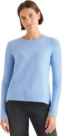 Cecil Damen 3016899 Pullover mit Strickdetail, Sporty Light Blue Melange, Large