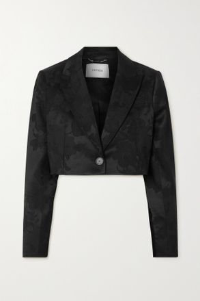 Erdem Genevieve Verk&uuml;rzter Blazer Aus Jacquard Aus Einer Wollmischung - Schwarz