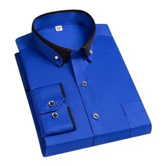 Generic Chemise habill&eacute;e extensible for hommes - Chemise d&eacute;contract&eacute;e daffaires sans plis avec col contrast&eacute;, coupe confortable &agrave; manches longues boutonn&eacute;e(Da