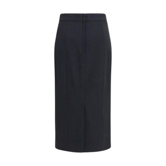 Dolce & Gabbana Womens Black Wool Oves Aries Long Skirt