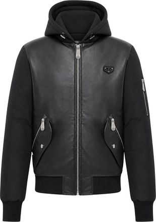 Philipp Plein Eco Leather Nylon Bomber - - Jackets - Herren - Schwarzk - L