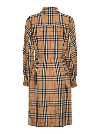 Burberry Womens Midi Shirt Dress Cotton Beige