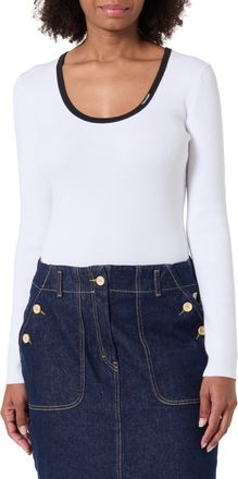 Calvin Klein Jeans Damen LS Color Blocked Cotton Sweater LV044D360G Sweaters, Schwarz (Black), XL, Schwarz (Black), XL