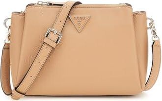 Guess Noelle Triple Compartment Crossbody Bandoulière à trois compartiments pour femme, taille unique, beige, Taille unique
