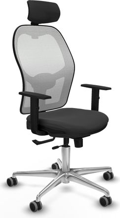 Piqueras y Crespo Ergonomischer B&uuml;rostuhl mit 1D-Armen, h&ouml;henverstellbare Lendenwirbelst&uuml;tze und Kopfteil, h&ouml;henverstellbar und neigbar, Wei&szlig;/Dunkelgrau