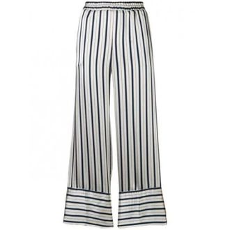 Twinset Gestreifte Satin Flared Hose - - Trousers - Damen - Blau - S