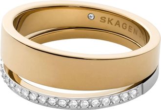 Skagen Damen Edelstahlring Länge: 4/5 Zoll, Gold und Silber mit Glitter