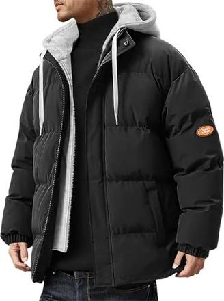 Generico Veste dhiver Doudoune Homme &Eacute;pais Casual Hiver Veste &Agrave; Manches Longues Chaud Confortable &Agrave; Glissi&egrave;re Randonn&eacute;e Imperm&eacute;able Manteau &Agrave; Capuche &Eacute;paissir 